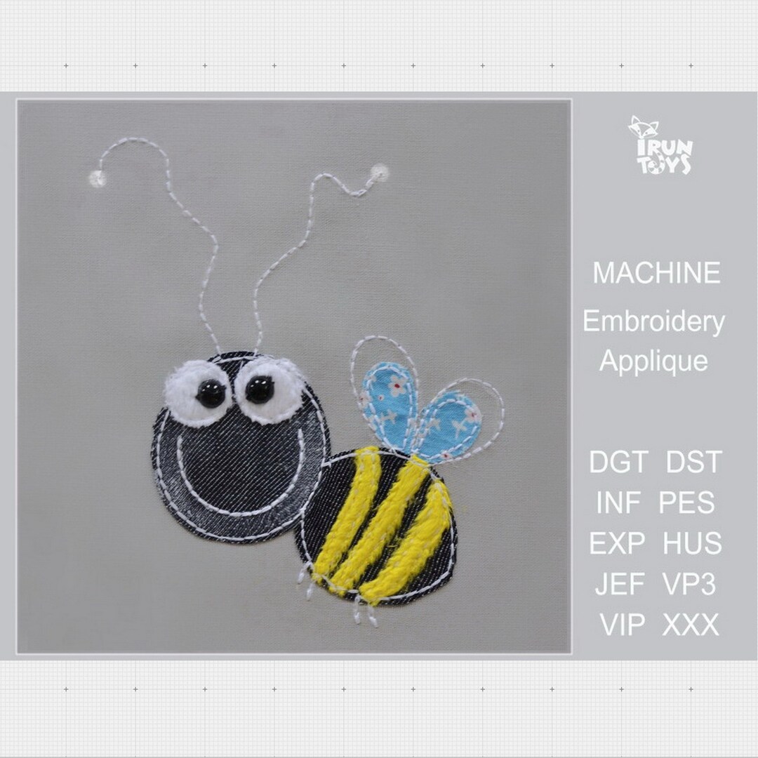 Bee Machine Embroidery Bee PES File Bee Applique Design 4 Sizes - Etsy