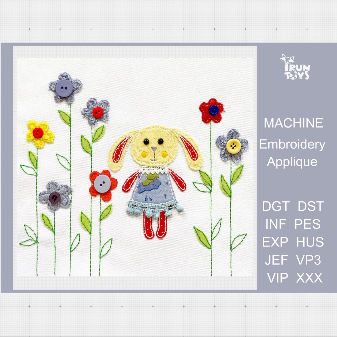 Bunny Machine Embroidery Design Rabbit Applique Designs for Kids - Etsy