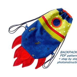 Rocket Backpack Boy Pattern PDF Child Drawstring Backpack Sewing ...