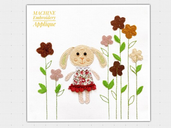 Bunny machine embroidery design Rabbit embroidery pattern kids | Etsy