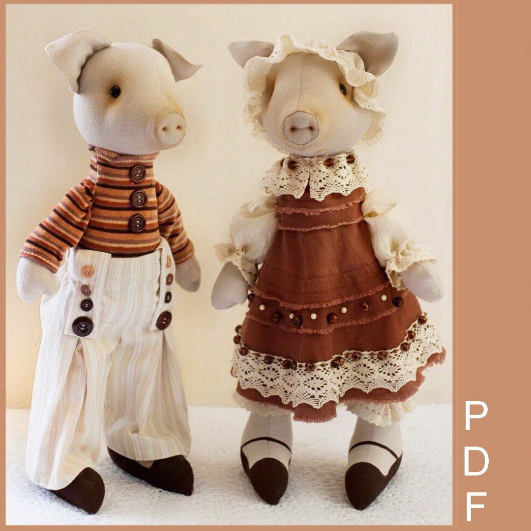 PIG PATTERN PDF, Pig Doll Digital Pattern, Fabric Doll Pattern, Sewing ...