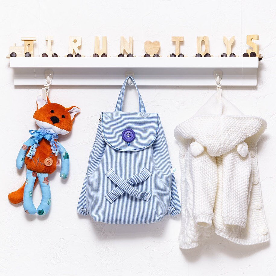 Striped canvas kids backpack Preschool toddler backpack with | Etsy