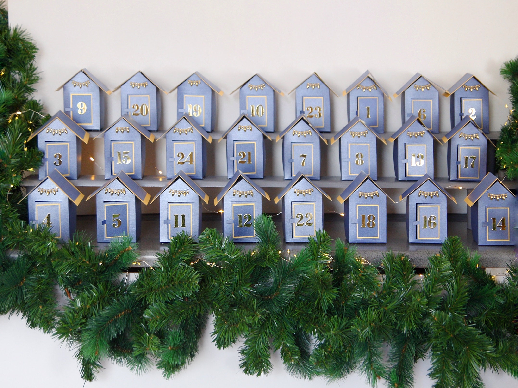 Printable Advent Calendar Box, Paper Christmas Village Houses ...