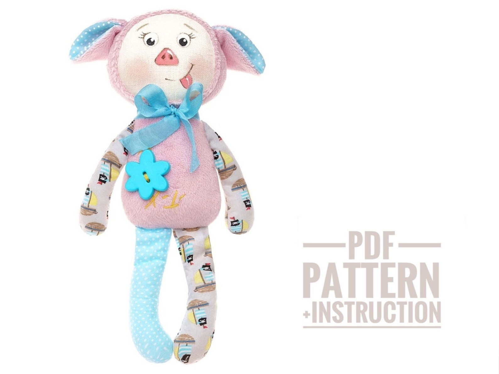 Stuffed Pig Sewing Pattern Plushie Pig Pattern PDF Infant | Etsy