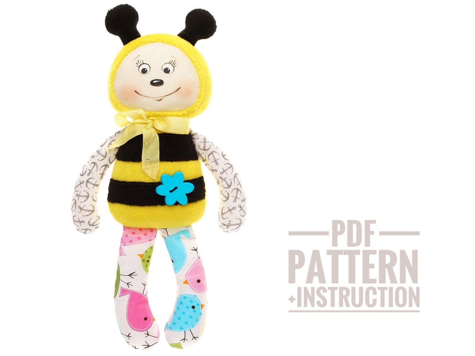 Plush Bee sewing pattern Honeybee pattern PDF plushie sewing | Etsy