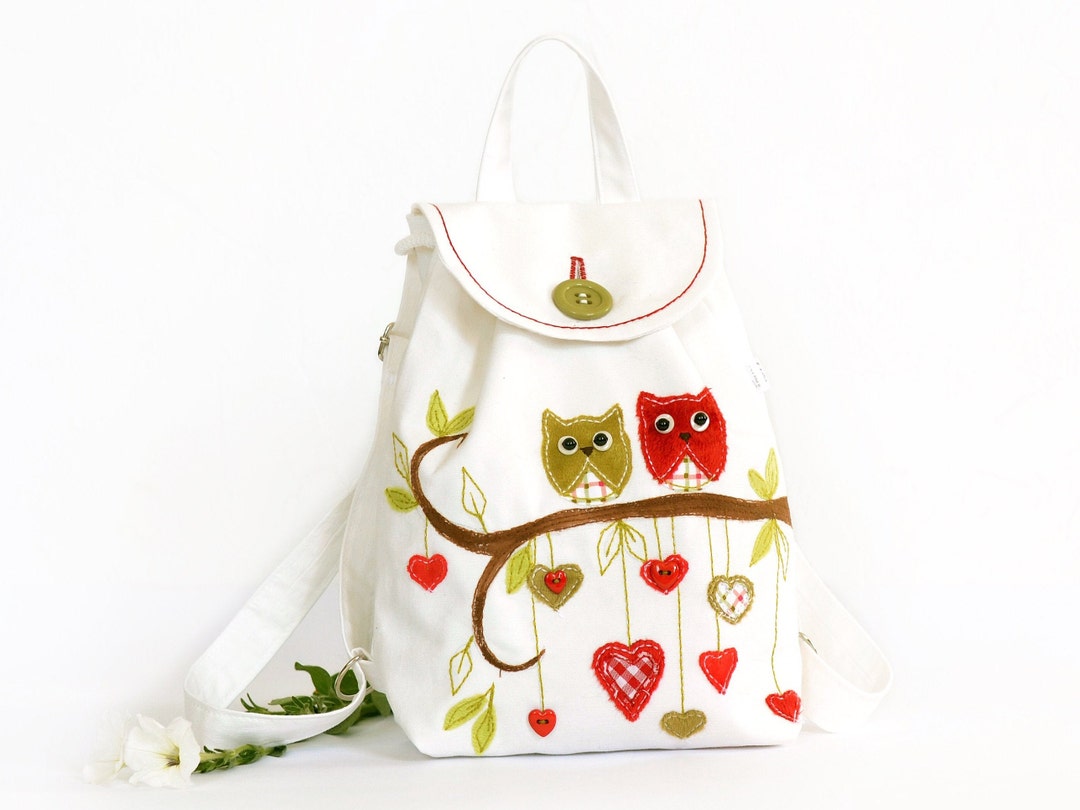 White Toddler Backpack Monogrammed Backpack for Kids Birds Preschool ...