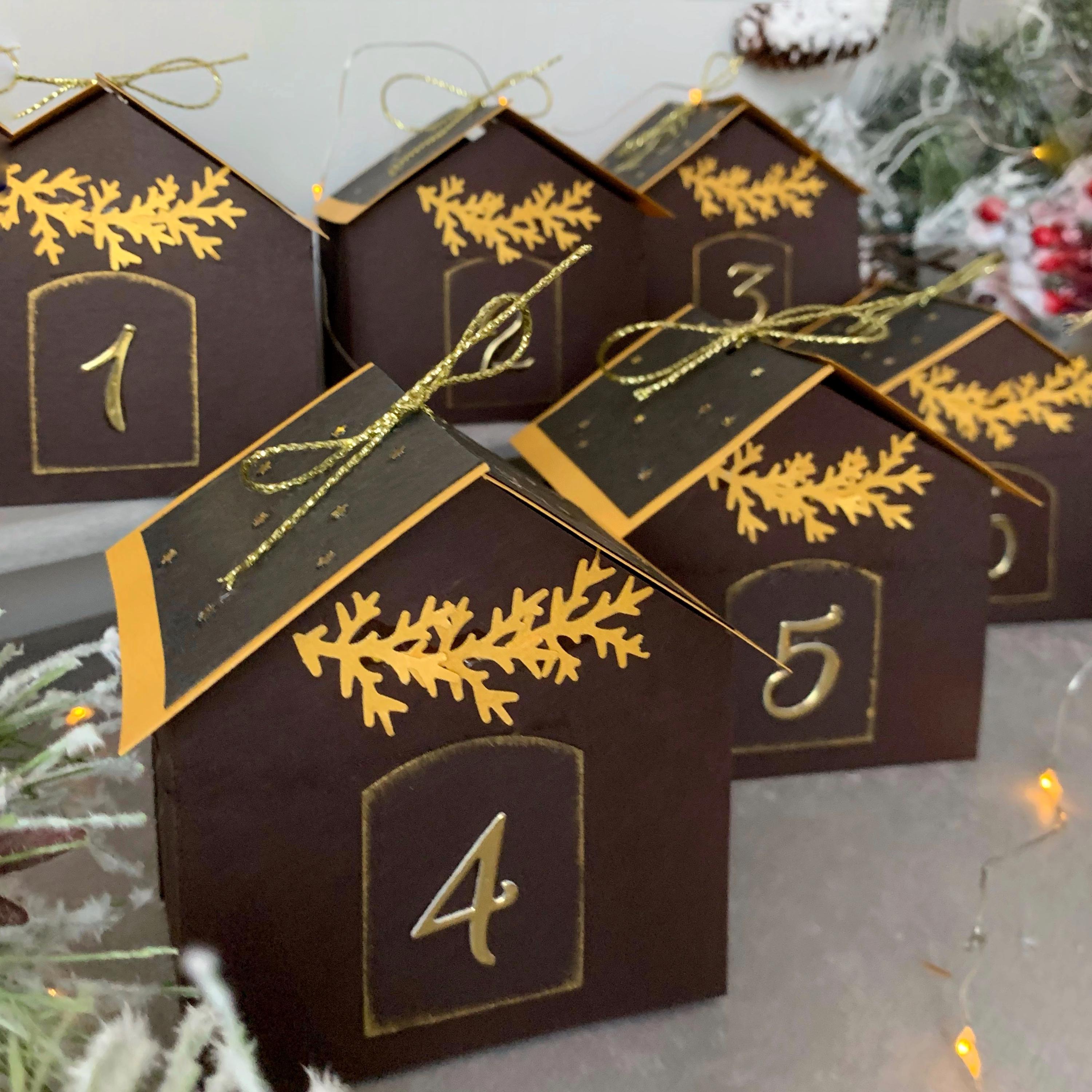 Brown Christmas Advent Calendar Houses DIY, Christmas Decorations ...