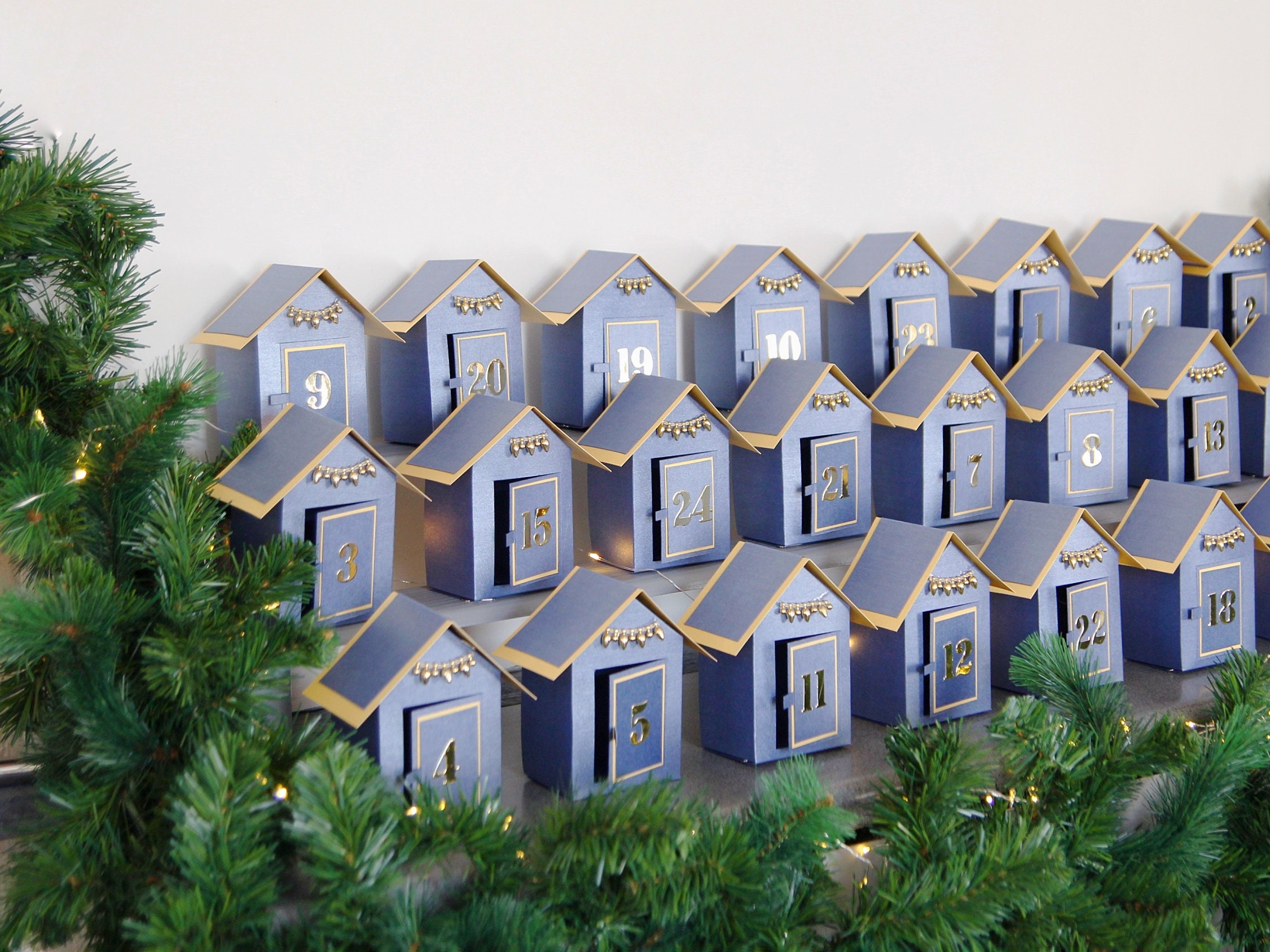 Printable Advent Calendar Box, Paper Christmas Village Houses ...