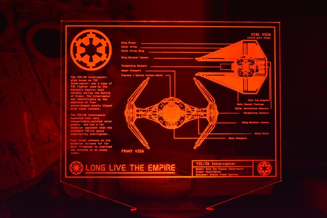 Tie/in Interceptor Plans LED Sign Perfect as a Gift for a Star Wars ...