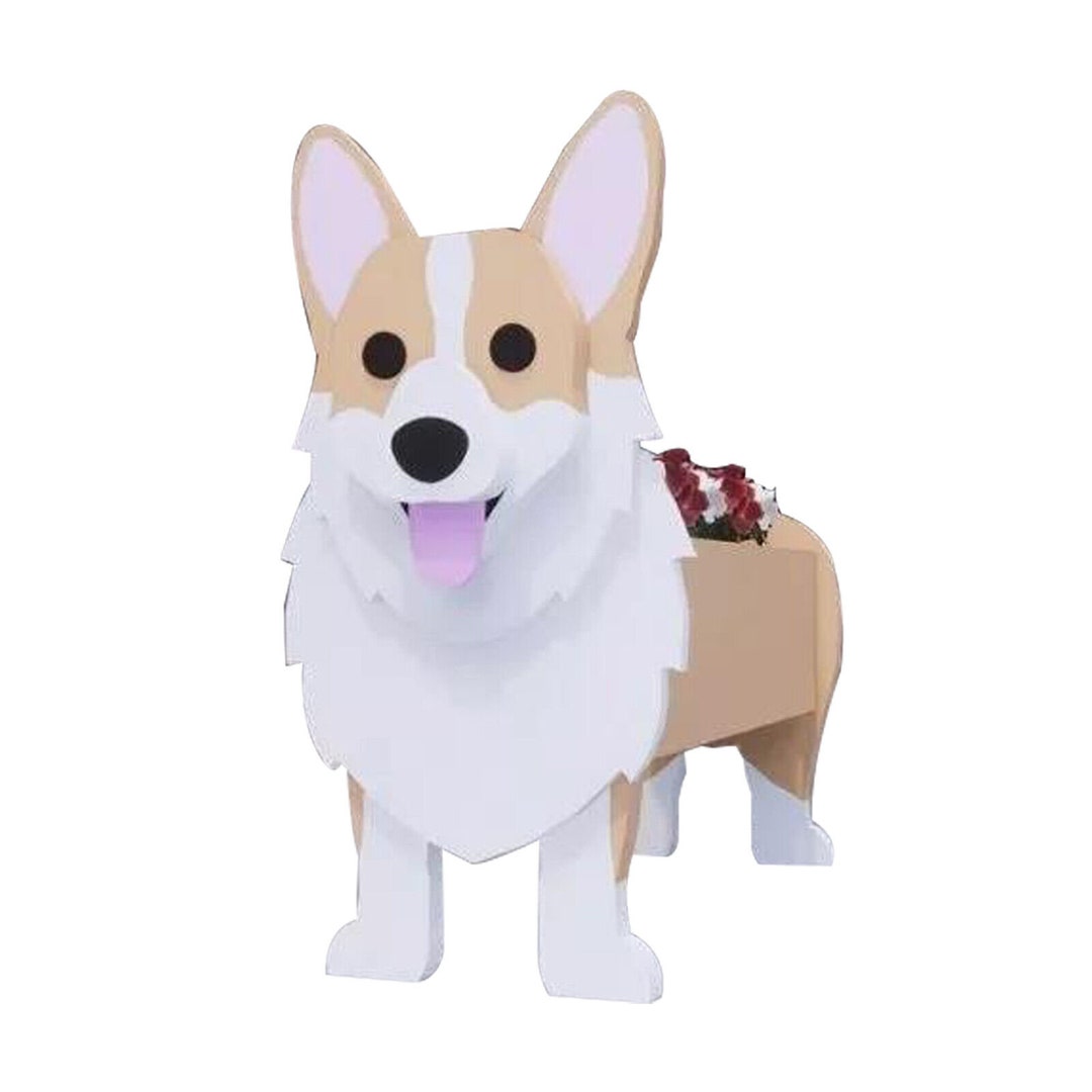 New Tan and White Corgi Pet Home Decor Porch Yard Box Dog Wood 3D ...
