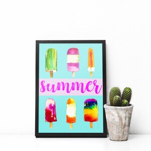 Summer Poster Ice Cream Print, Beach Home Decor Printable Wall Art ...