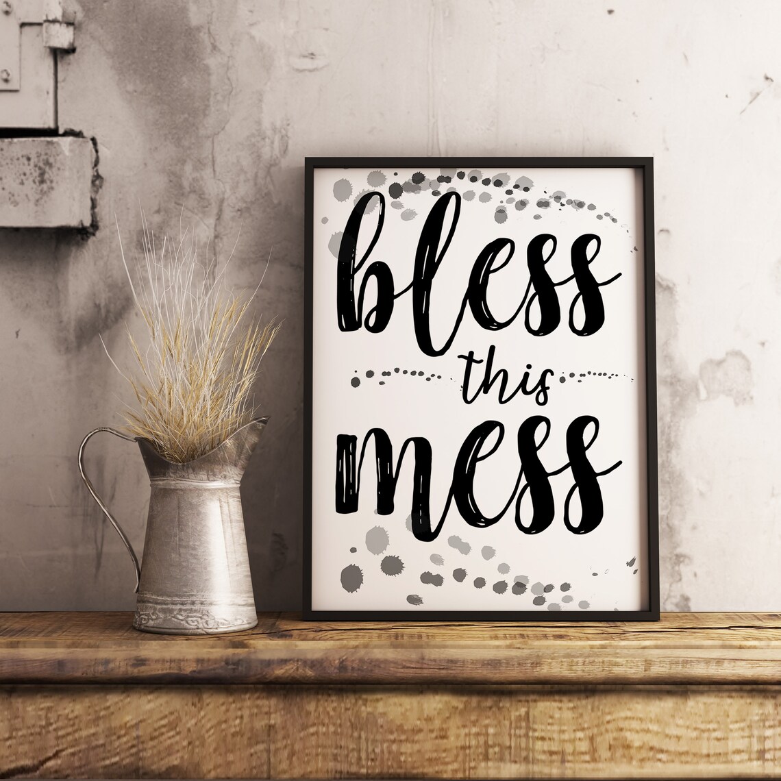 Inspirational Quote Bless This Mess Sign Printable Playroom | Etsy