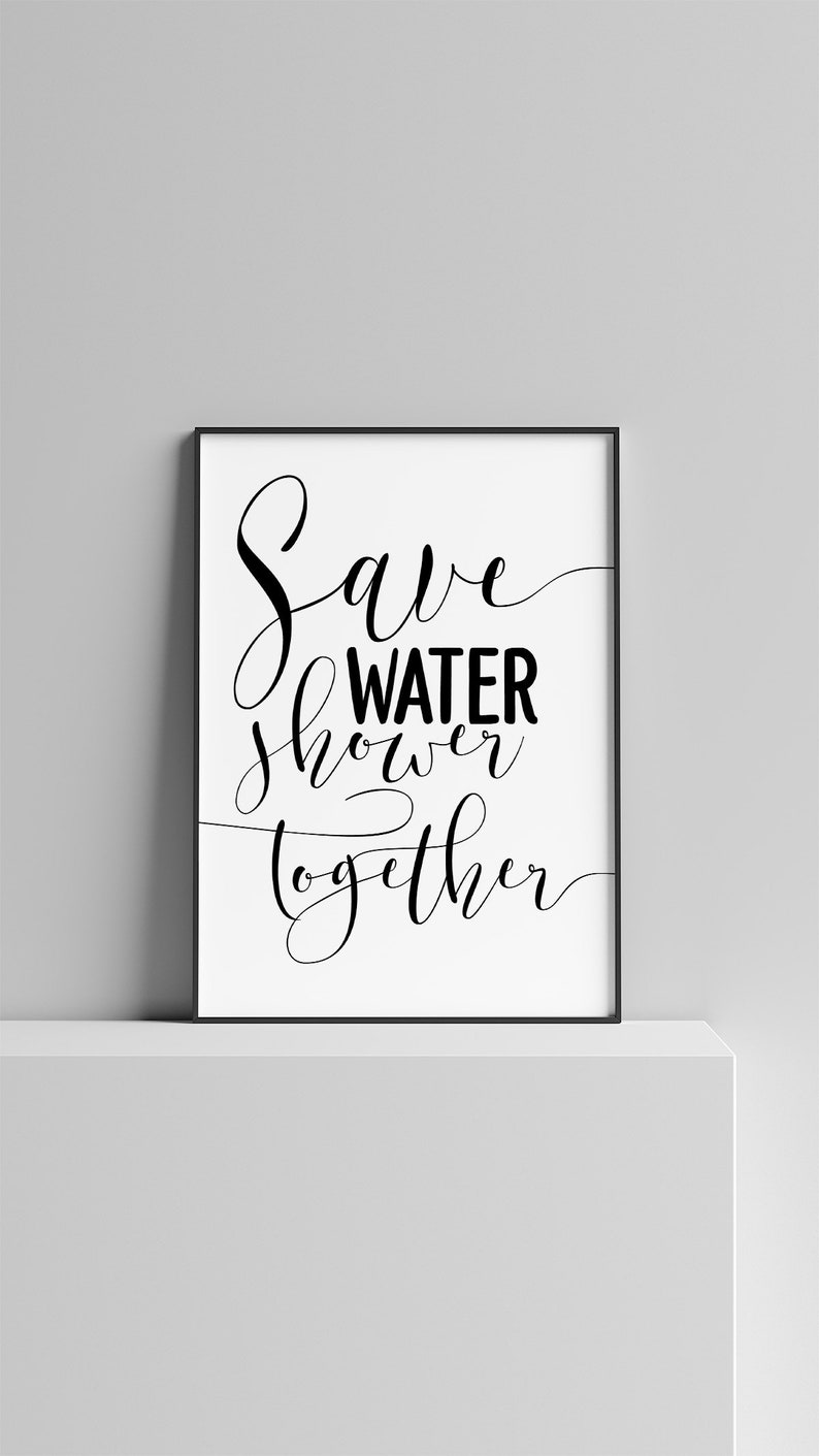 Save Water Shower Together Bathroom Wall Art Digital Print Etsy