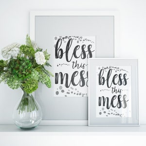 Inspirational Quote Bless This Mess Sign, Printable Playroom Art ...