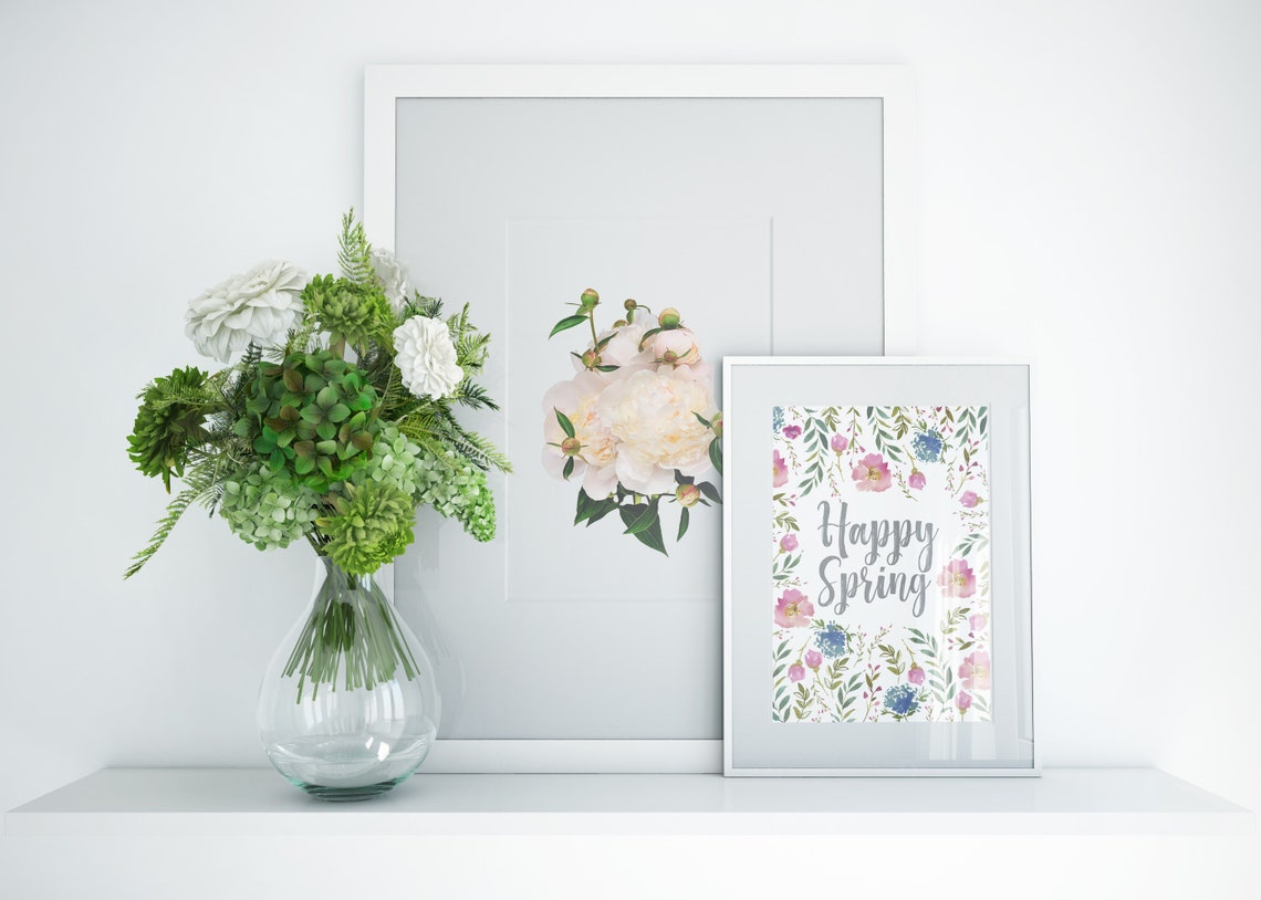 Spring Wall Art Printable Watercolor Happy Spring Sign - Etsy