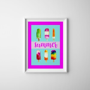 Summer Poster Ice Cream Print, Beach Home Decor Printable Wall Art ...