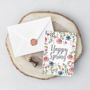 Spring Wall Art Printable, Watercolor Happy Spring Sign Digital Art ...