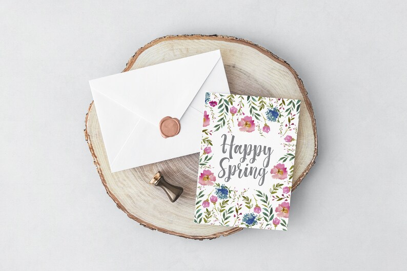 Spring Wall Art Printable Watercolor Happy Spring Sign - Etsy
