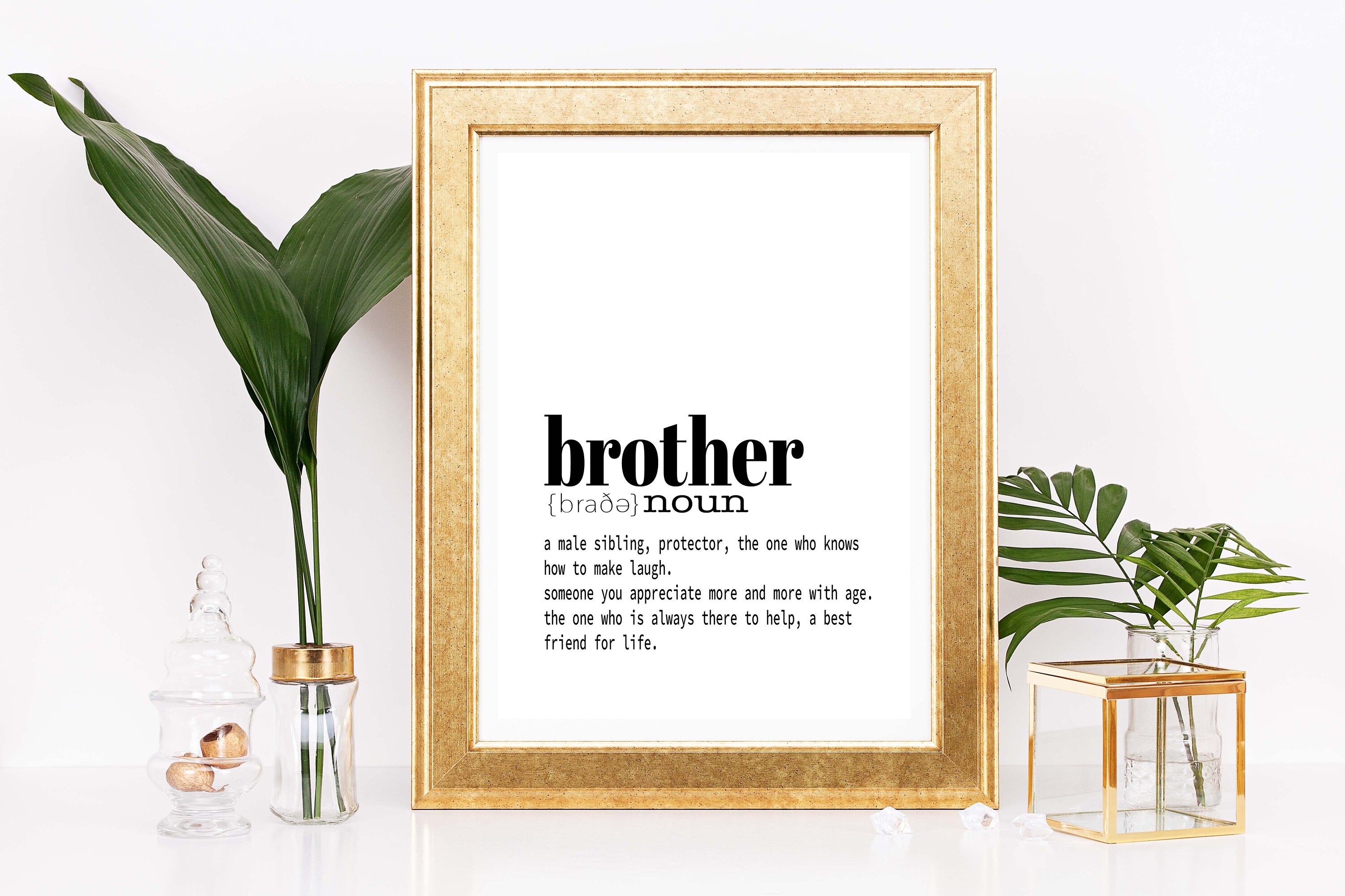 Brother Definition Print Printable Black and White Typography | Etsy