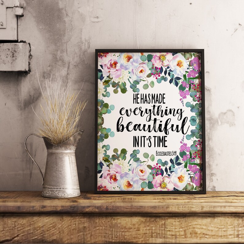 He Has Made Everything Beautiful In It's Time Bible Verse | Etsy