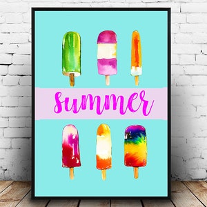 Summer Poster Ice Cream Print, Beach Home Decor Printable Wall Art ...
