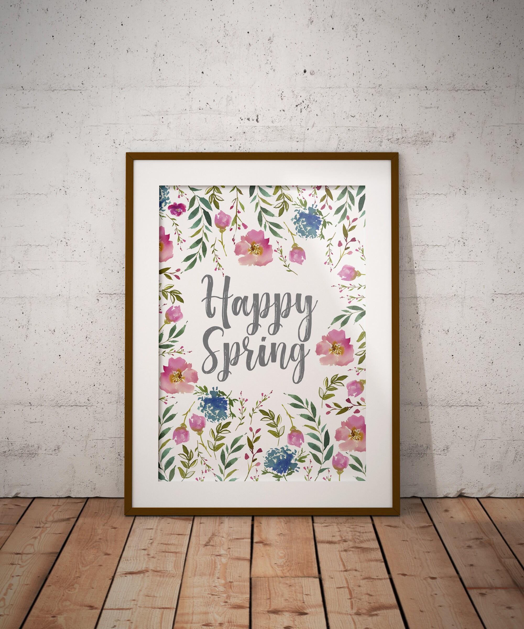 Spring Wall Art Printable Watercolor Happy Spring Sign - Etsy