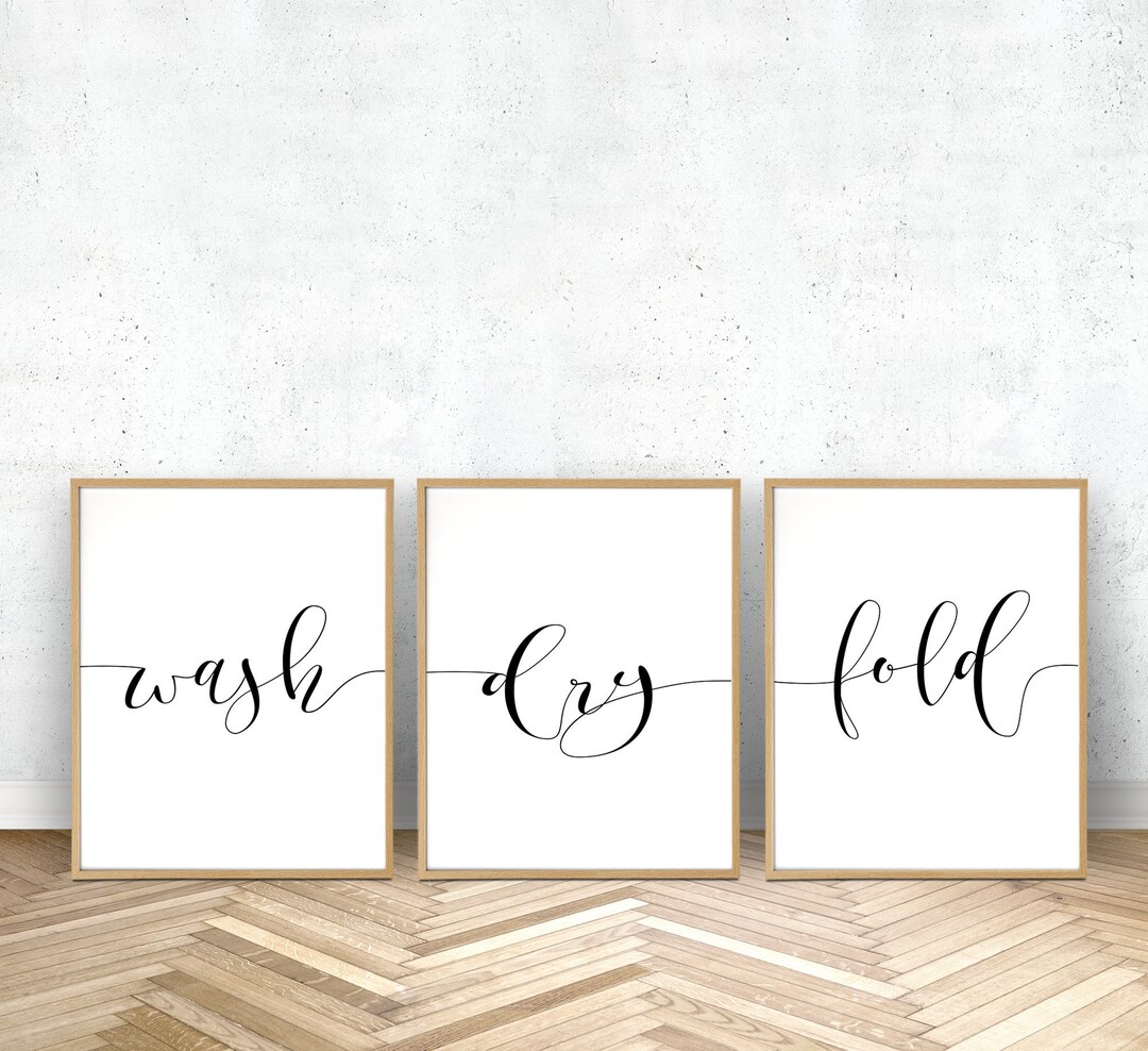 Wash Dry Fold Wall Art, Bathroom Prints Printable, Set of 3 Posters ...