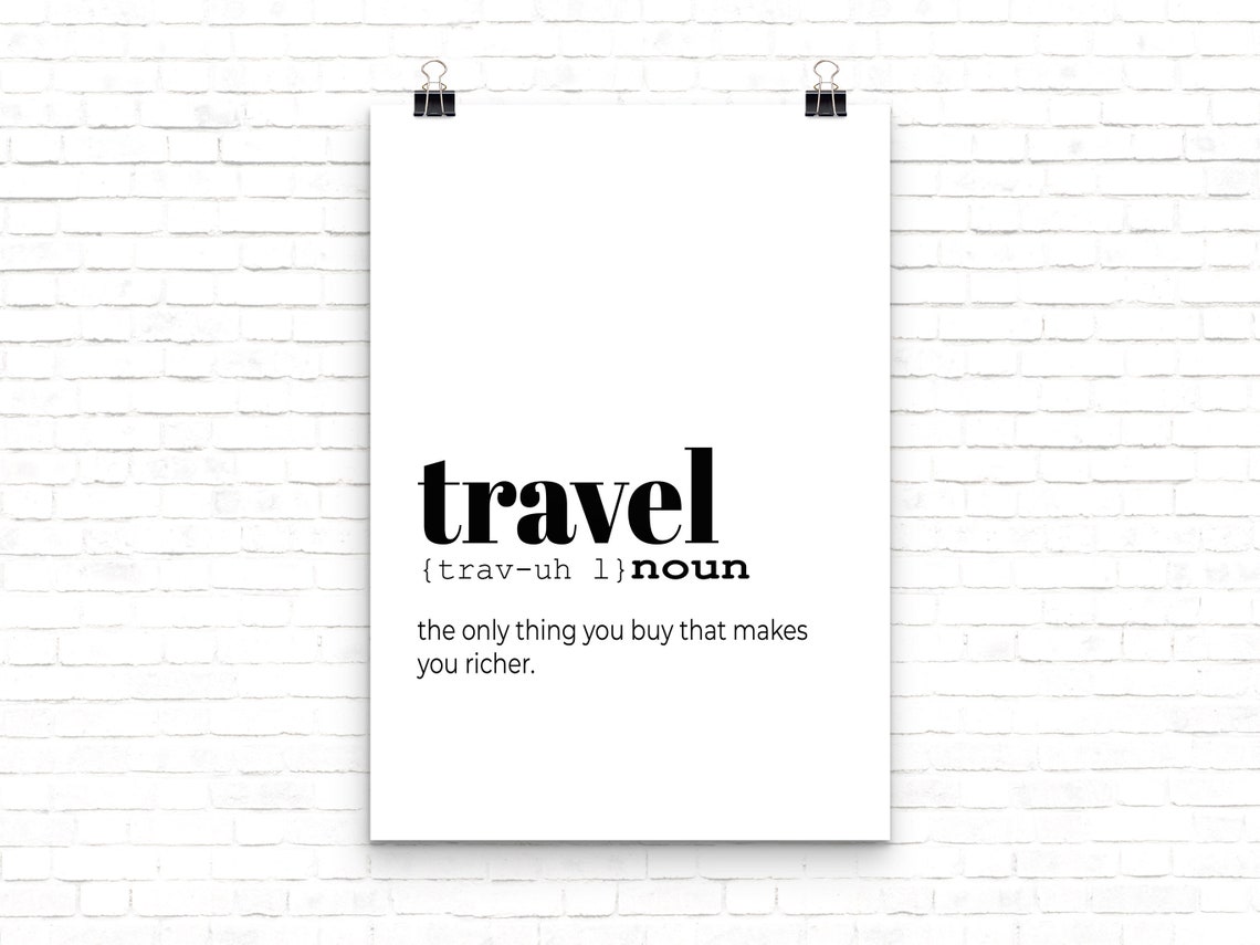 Traveler Gift Idea Travel Definition Poster Printable Art | Etsy