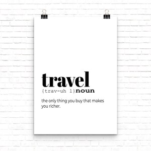 Traveler Gift Idea Travel Definition Poster Printable Art, Digital ...