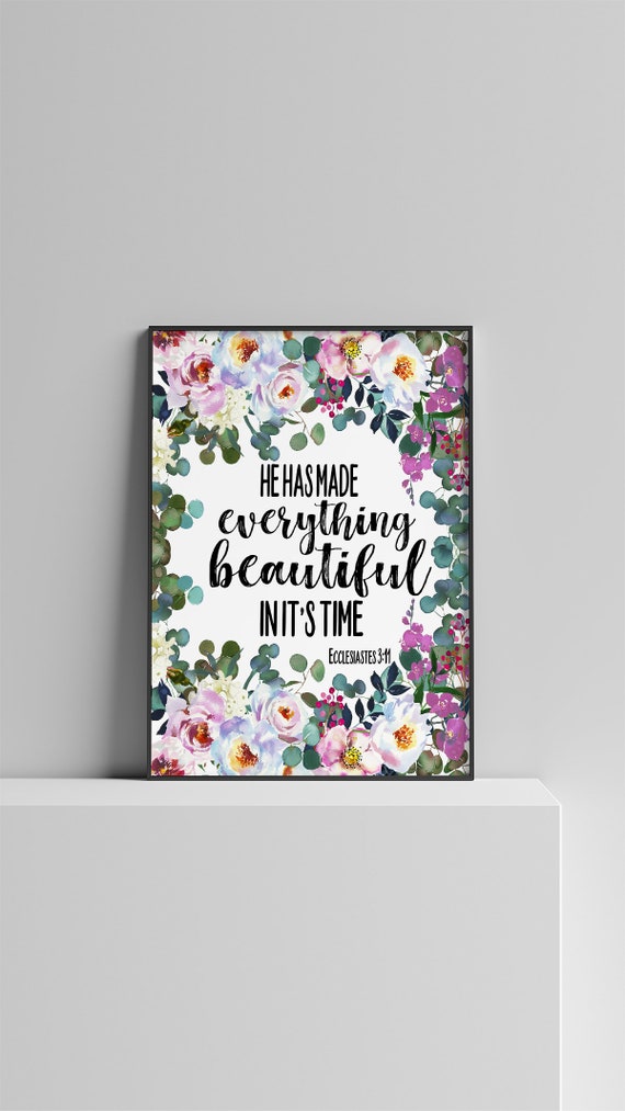 He Has Made Everything Beautiful In It's Time Bible Verse | Etsy