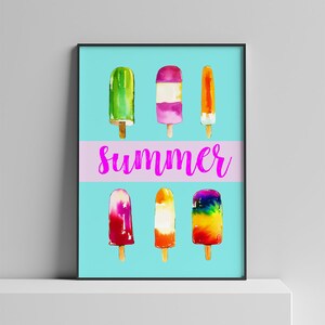 Summer Poster Ice Cream Print, Beach Home Decor Printable Wall Art ...