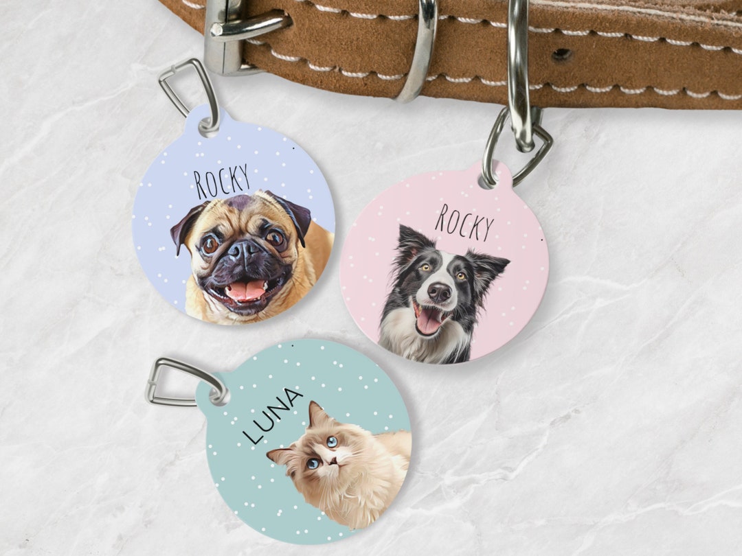 Custom Pet Tags Using Pet Photo + Name Dog ID Tags Name Dog Tag Pet ID ...