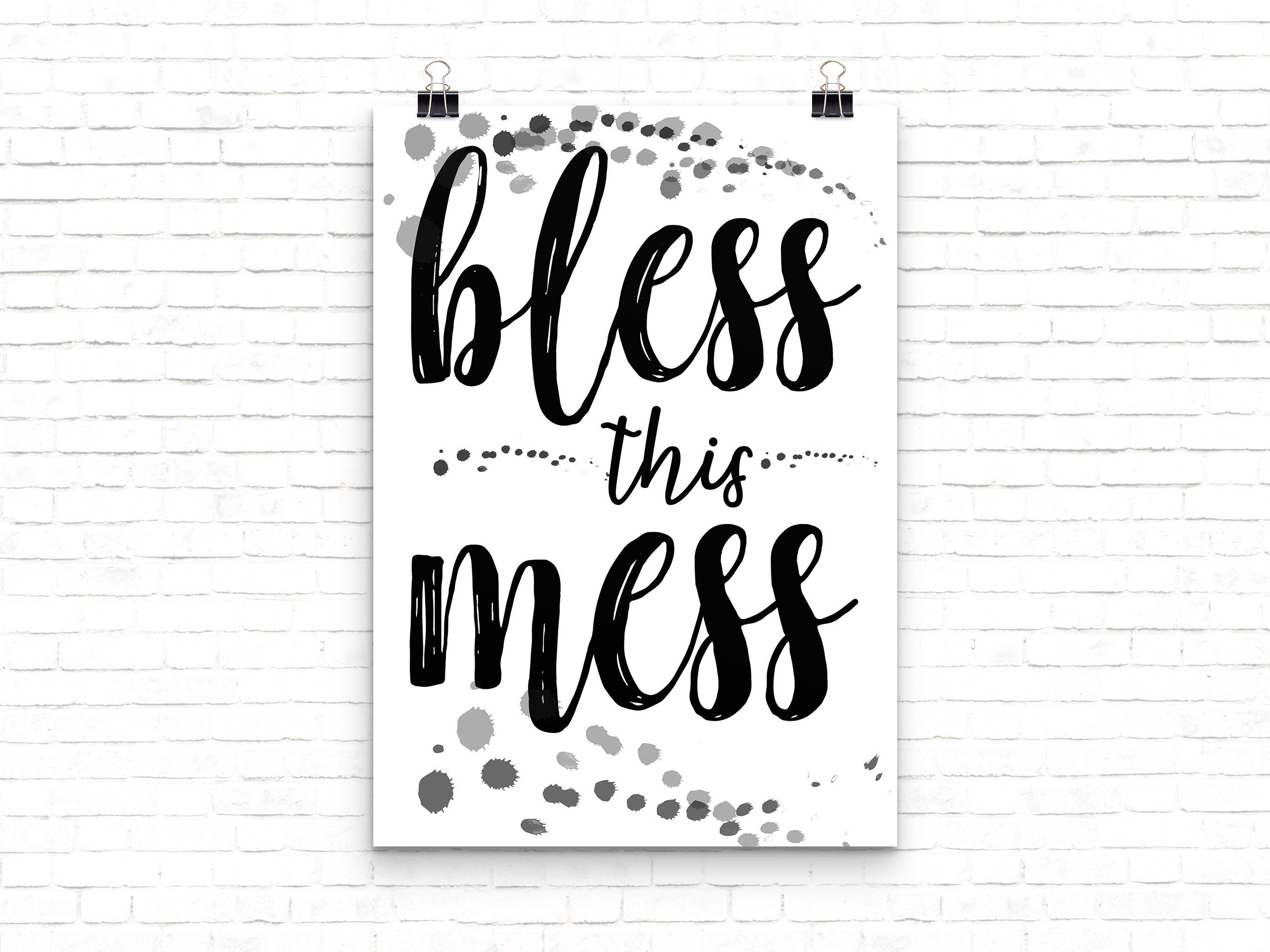 Inspirational Quote Bless This Mess Sign Printable Playroom | Etsy
