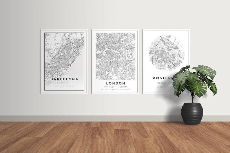 Custom Map Prints Any Location Poster Digital Art City | Etsy