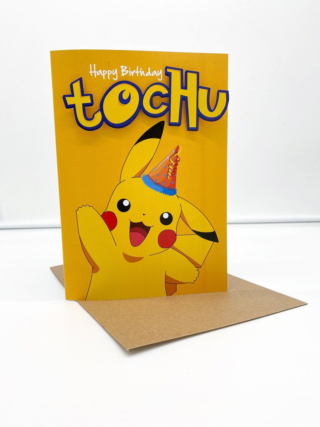 Pikachu happy Birthday to Chu Birthday Card Pokemon 3D Pika A5 - Etsy