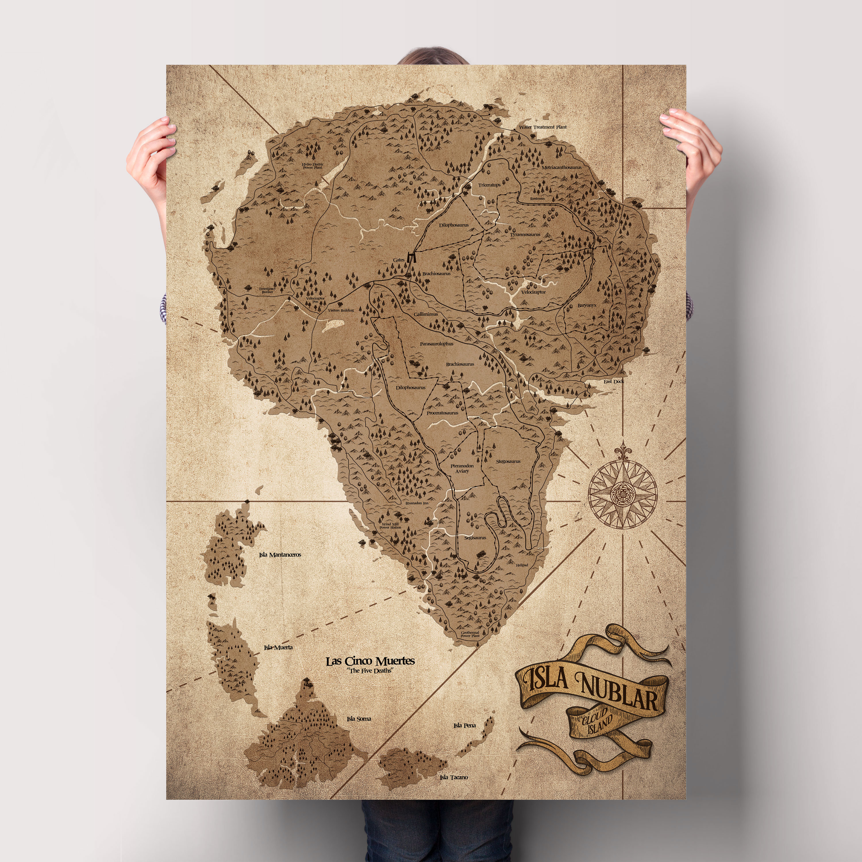 Jurassic Park Map Isla Nublar Poster the Lost World | Etsy New Zealand