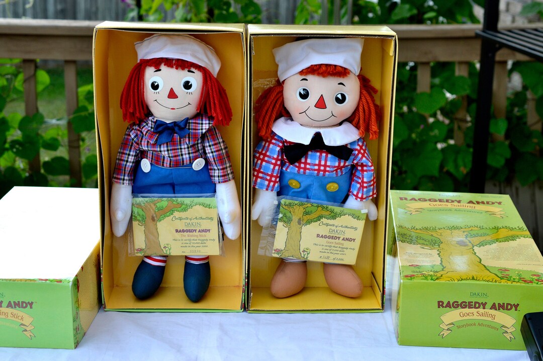 2 Vintage Dakin Raggedy Andy Dolls: Storybook Adventures Limited ...