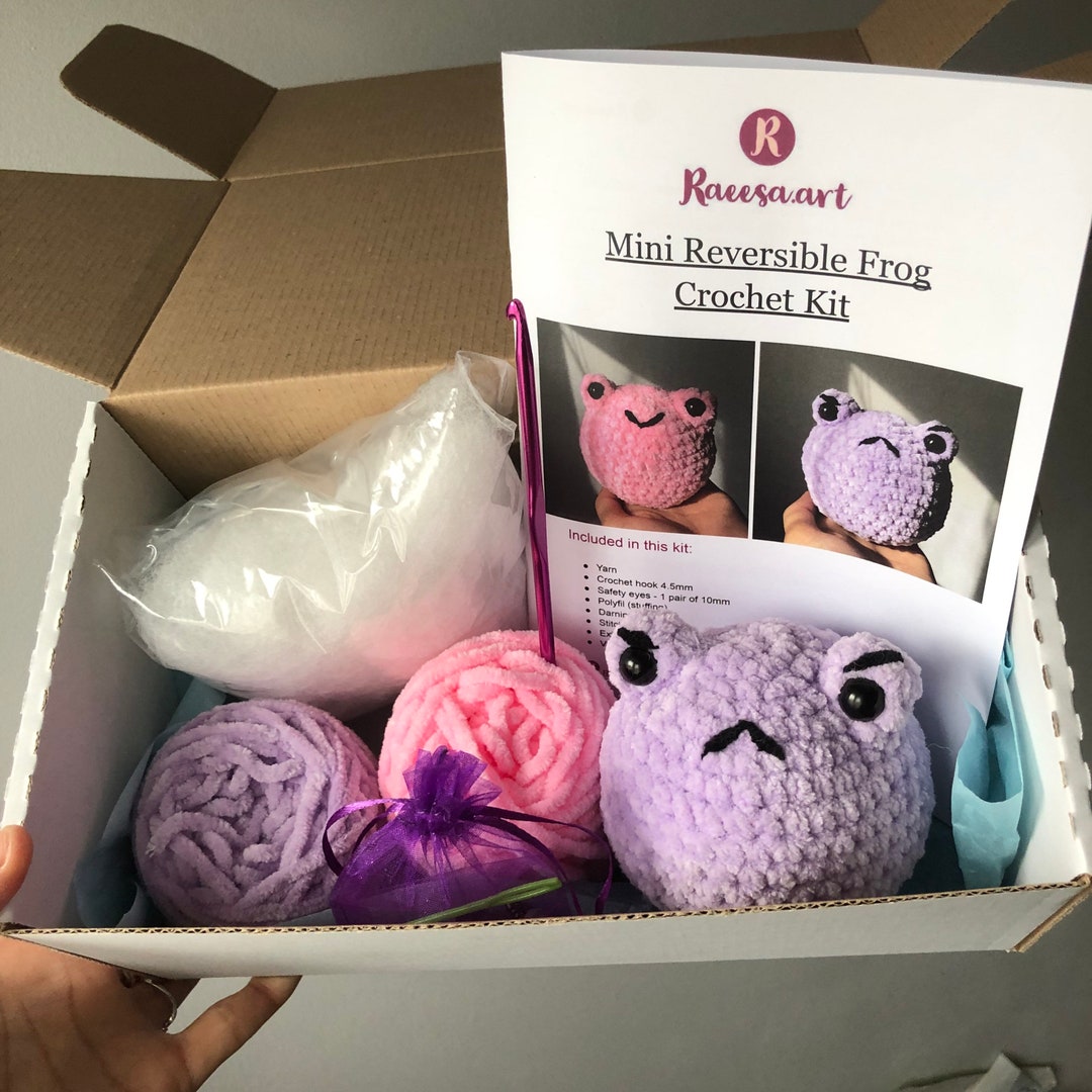 Mini Reversible Frog Crochet Kit, Beginner Crochet Kit, Christmas Gift ...