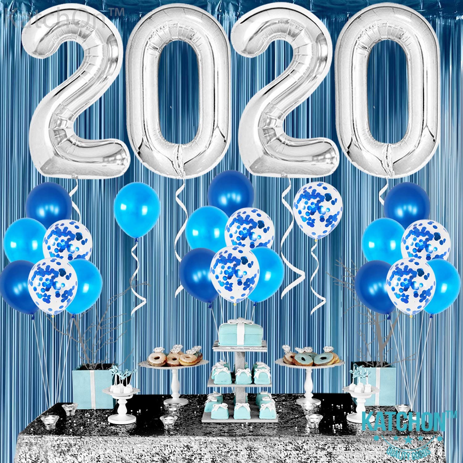 Suministros De Fiesta De Graduación 2020 Azul Y Plata Telón Etsy