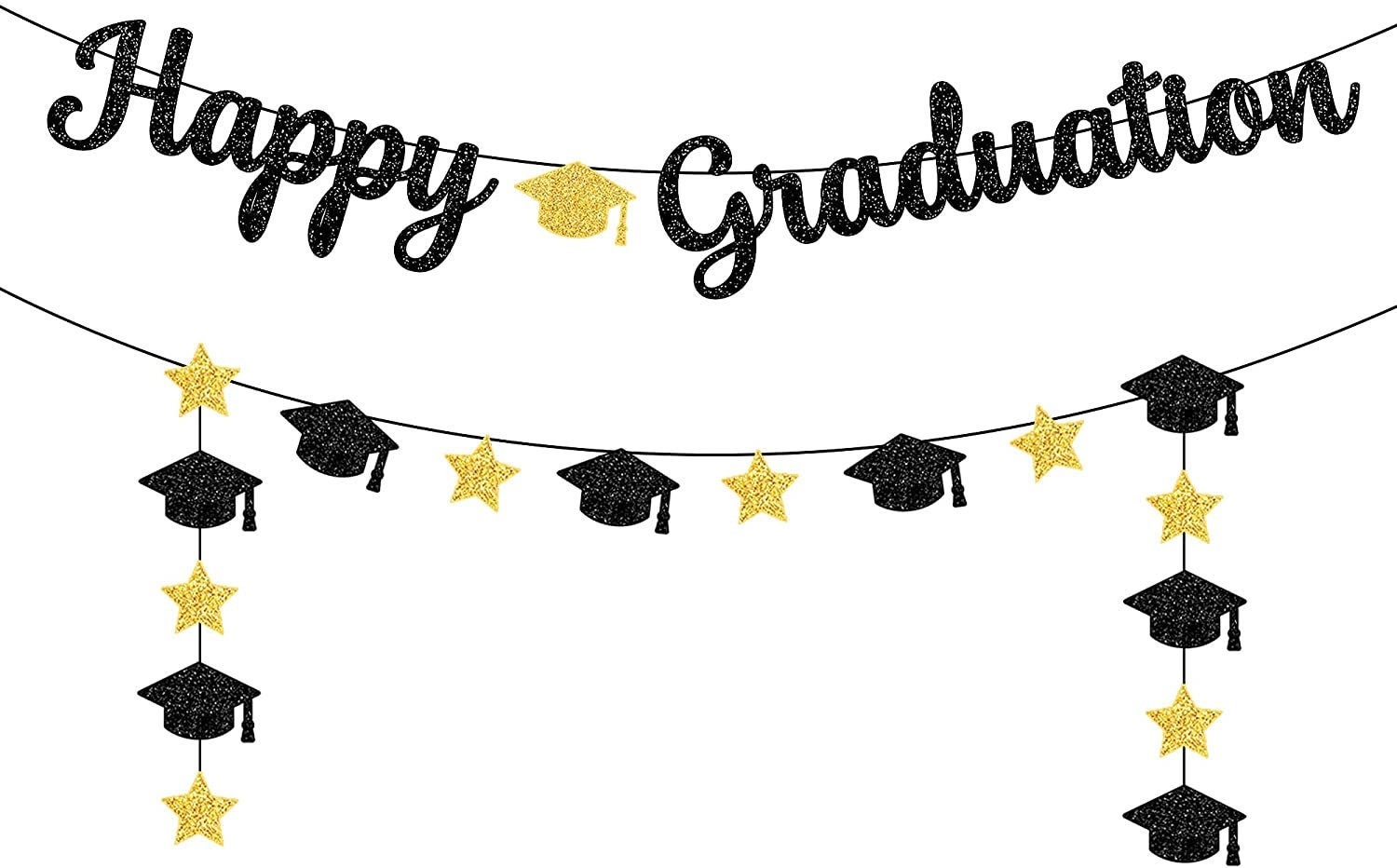 Large Happy Graduation Banner with Cap Garland 10 Feet | Etsy