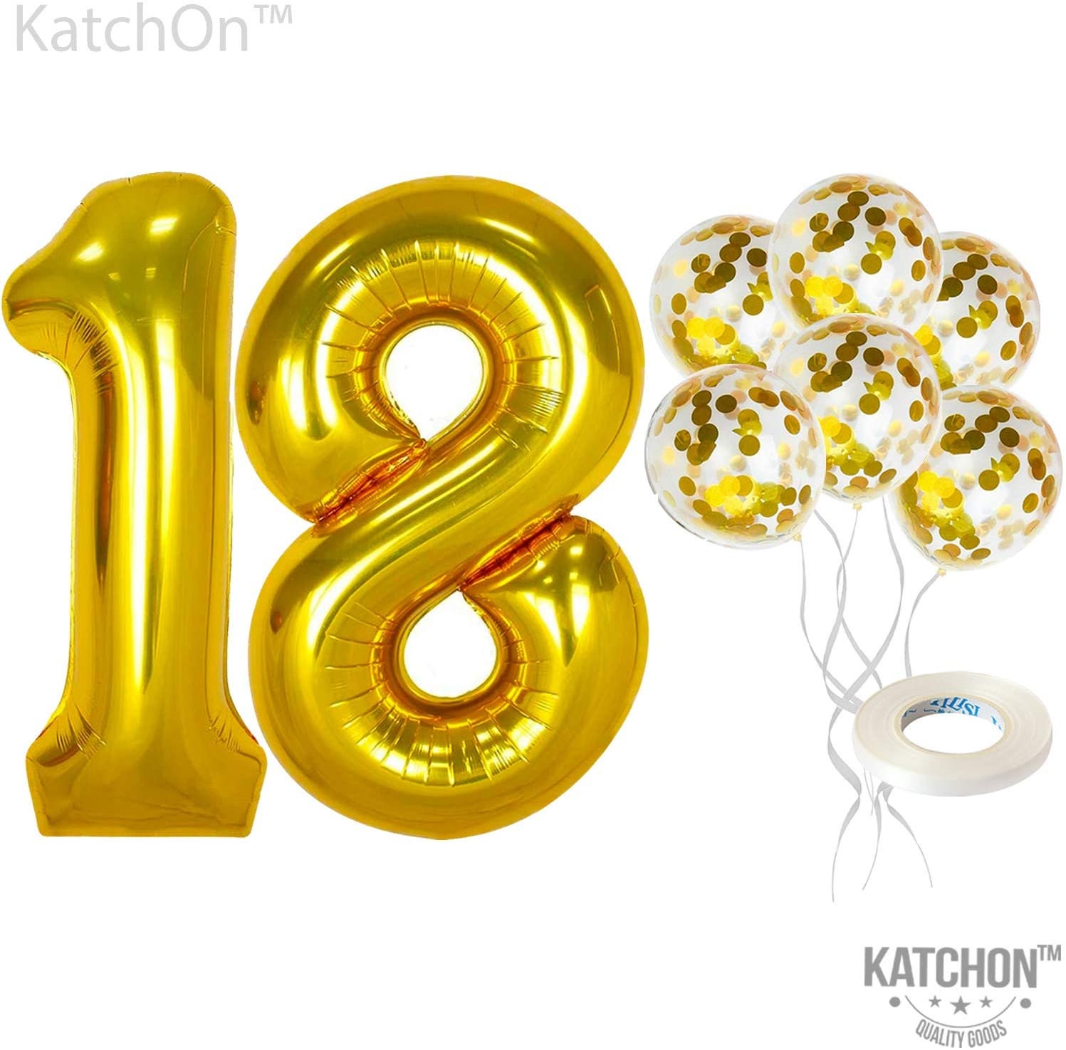 Number 18 and Gold Confetti Balloons Large 40 Inch Foiil | Etsy