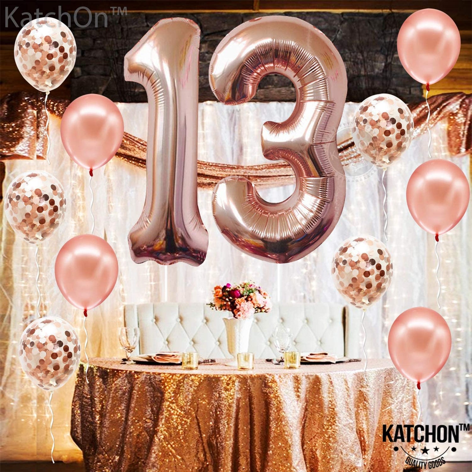 Number 13 Balloons Rose Gold Large 40 Inch Pack of 12 | Etsy