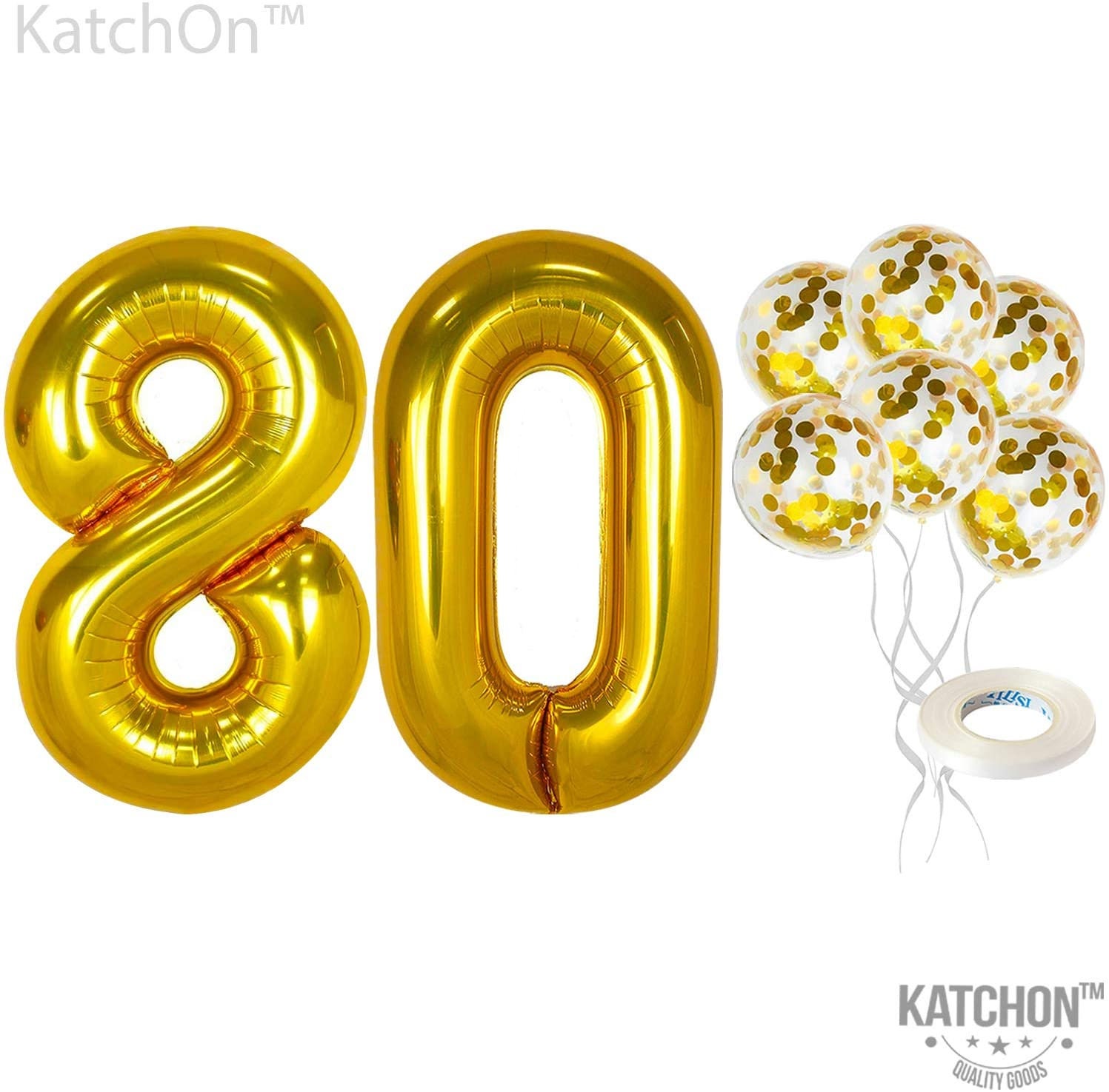 Number 80 and Gold Confetti Balloons 80th Birthday | Etsy
