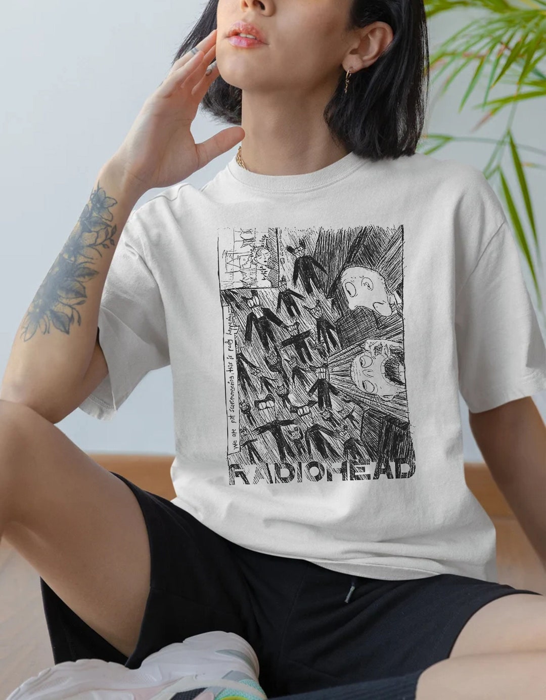 Radiohead Tshirt Radiohead Grey Scribble Shirt Radiohead - Etsy