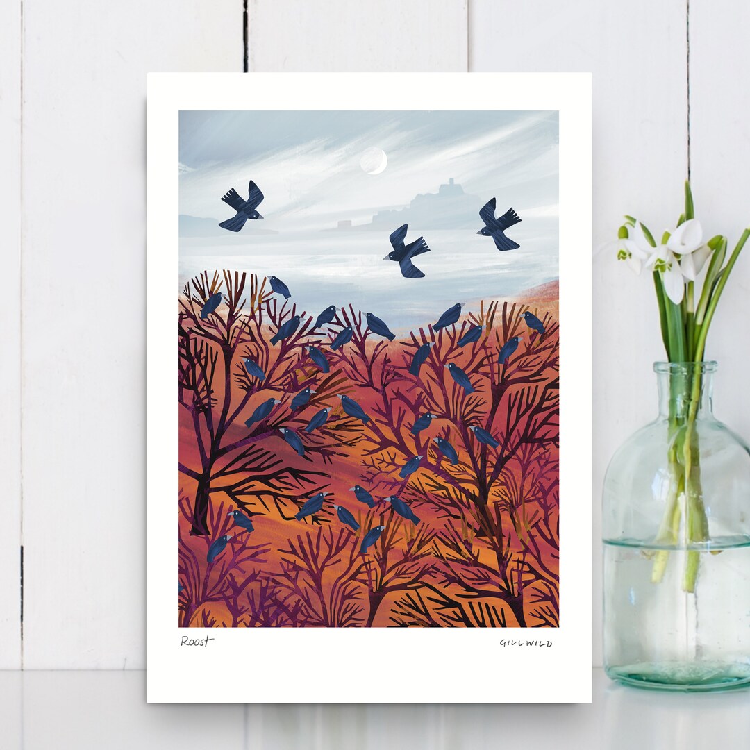 Cornish Crows Art Print: St Michael's Mount, Bird Roost (A4) - Etsy