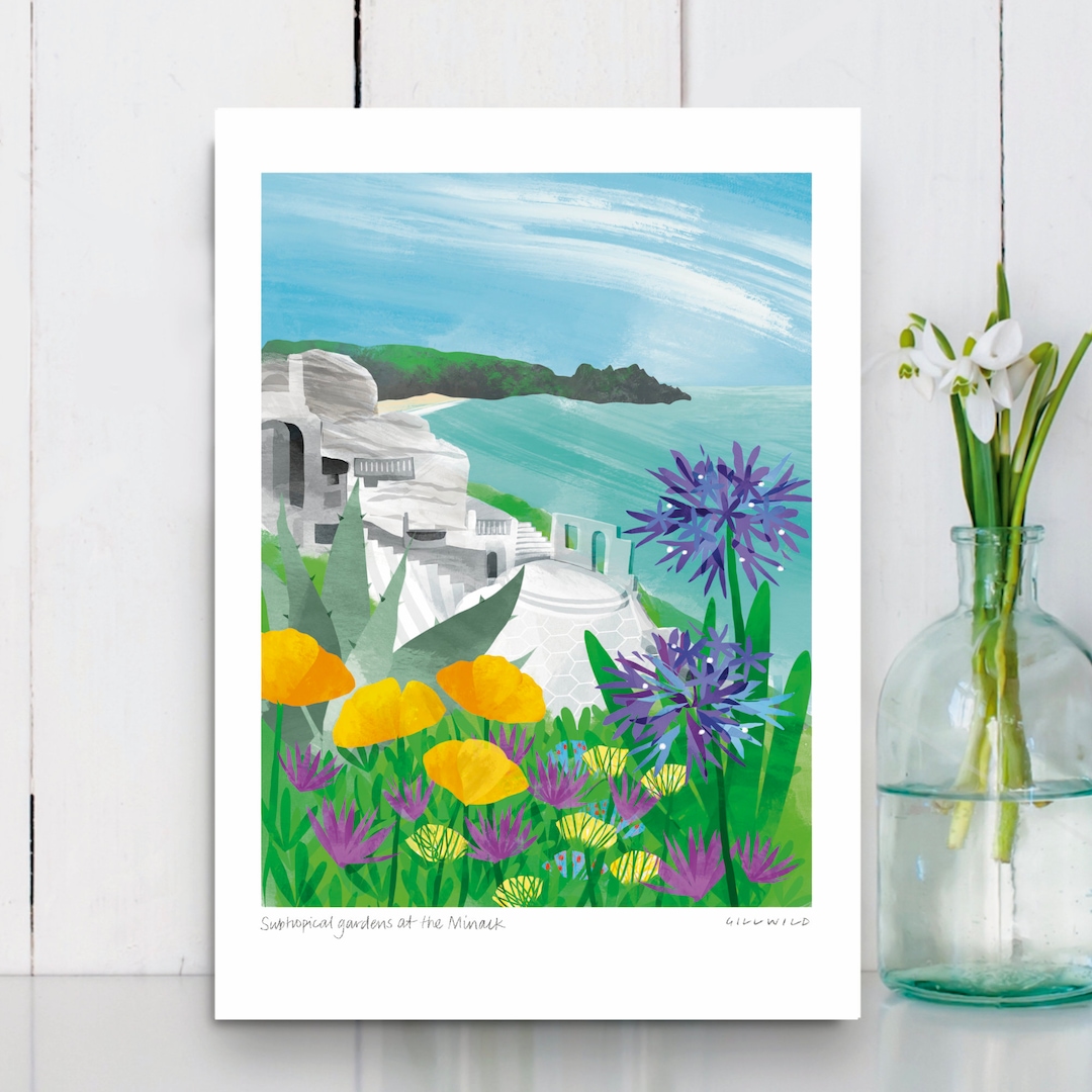 Minack Theatre, Sub Tropical Gardens, Porthcurno Cornwall A4 Art Print ...