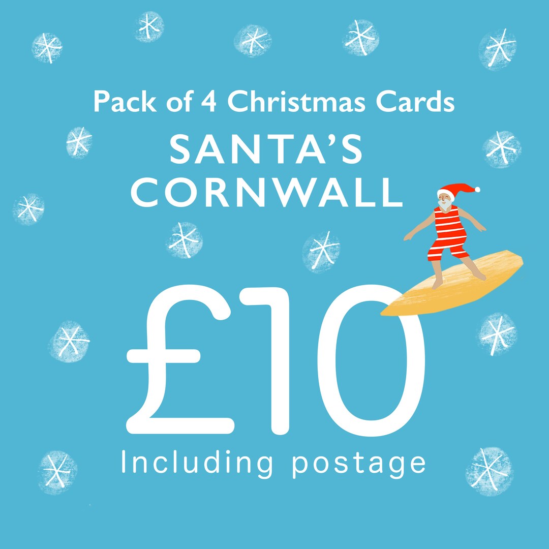 Santa's Cornwall Christmas Cards, Pack of 4, Cornish Villages - Etsy
