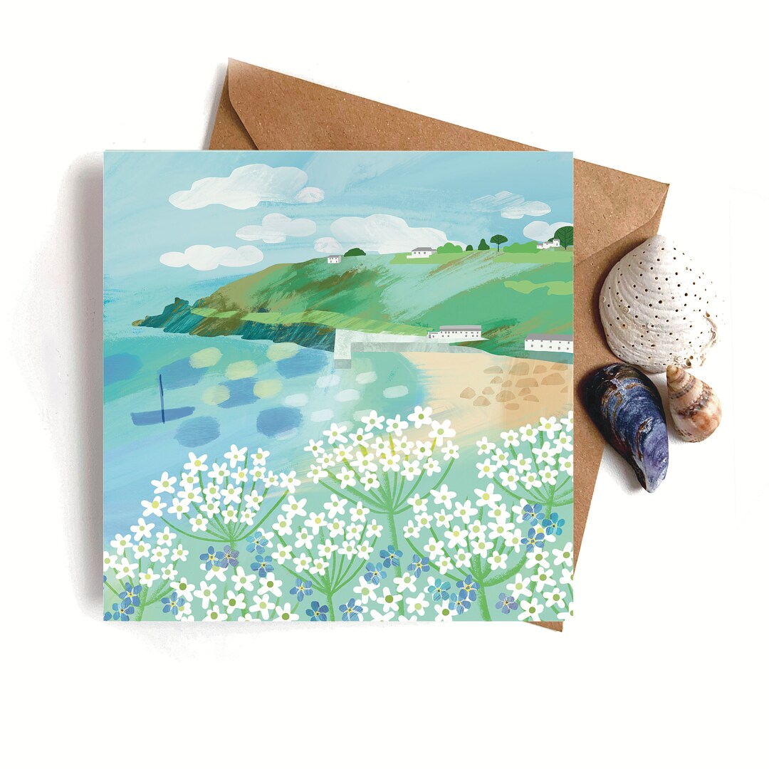Sunny Lamorna Greetings Card, Cornwall Art Card, Cornish Coast Artist ...