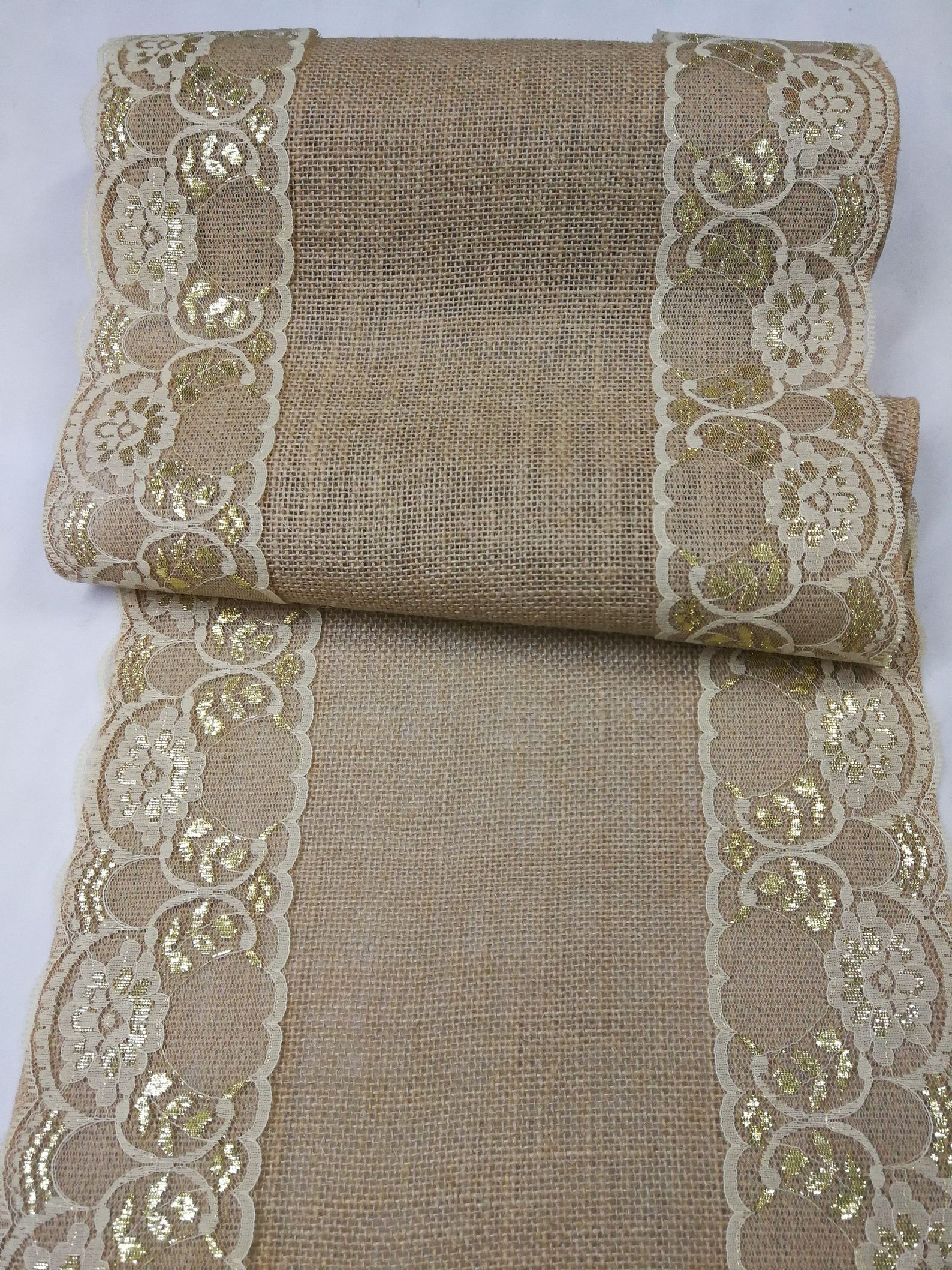Gold Lace Burlap Table Runner,rustic Home Decor,holiday Table Runner ...