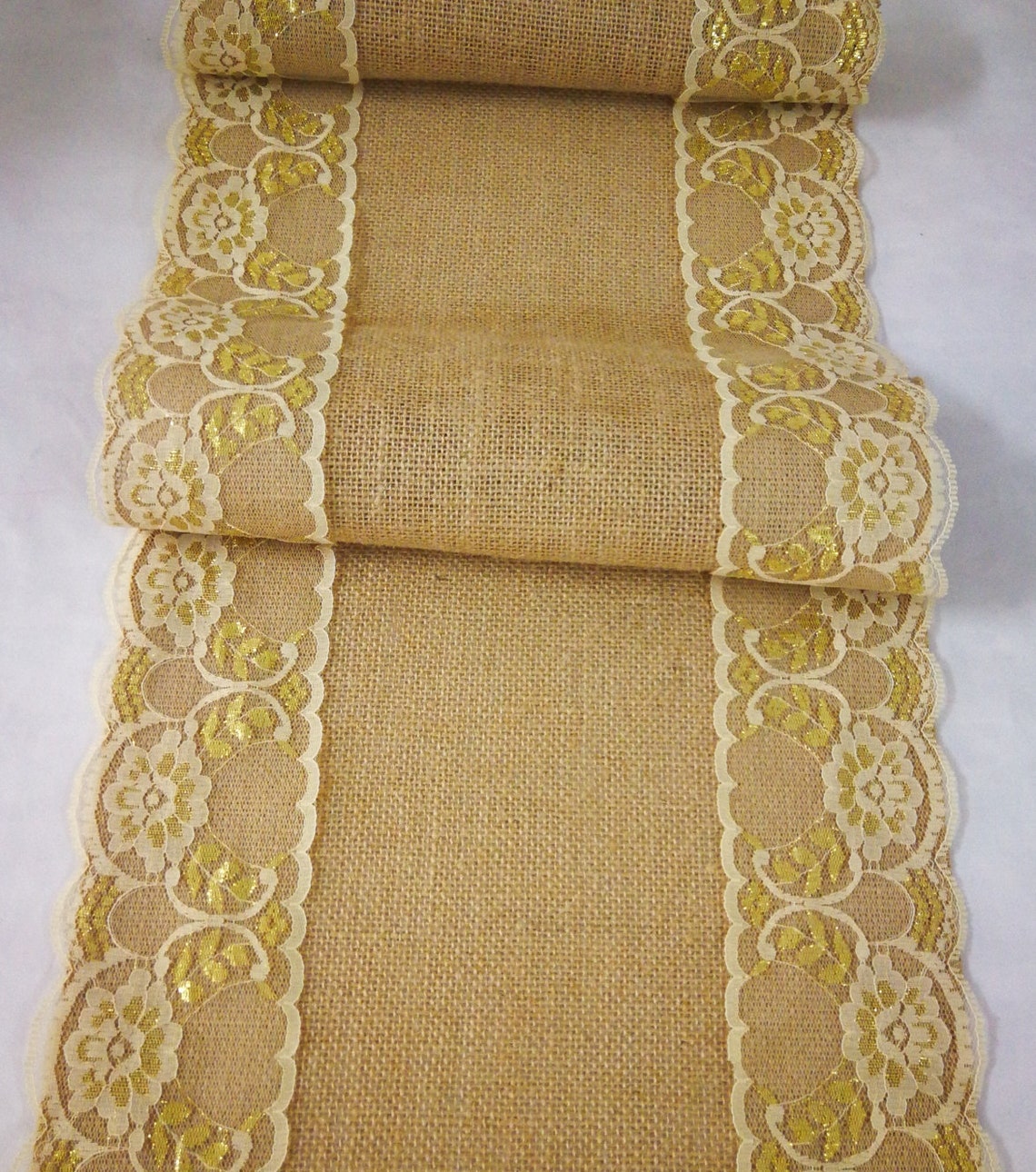 Gold Lace Burlap Table Runner,rustic Home Decor,holiday Table Runner ...